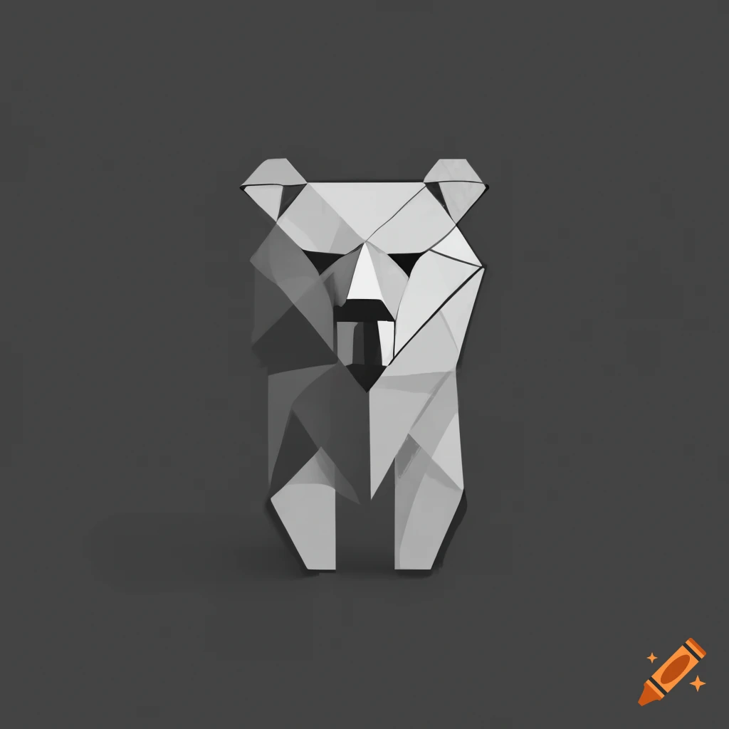 Black and white geometric bear artwork