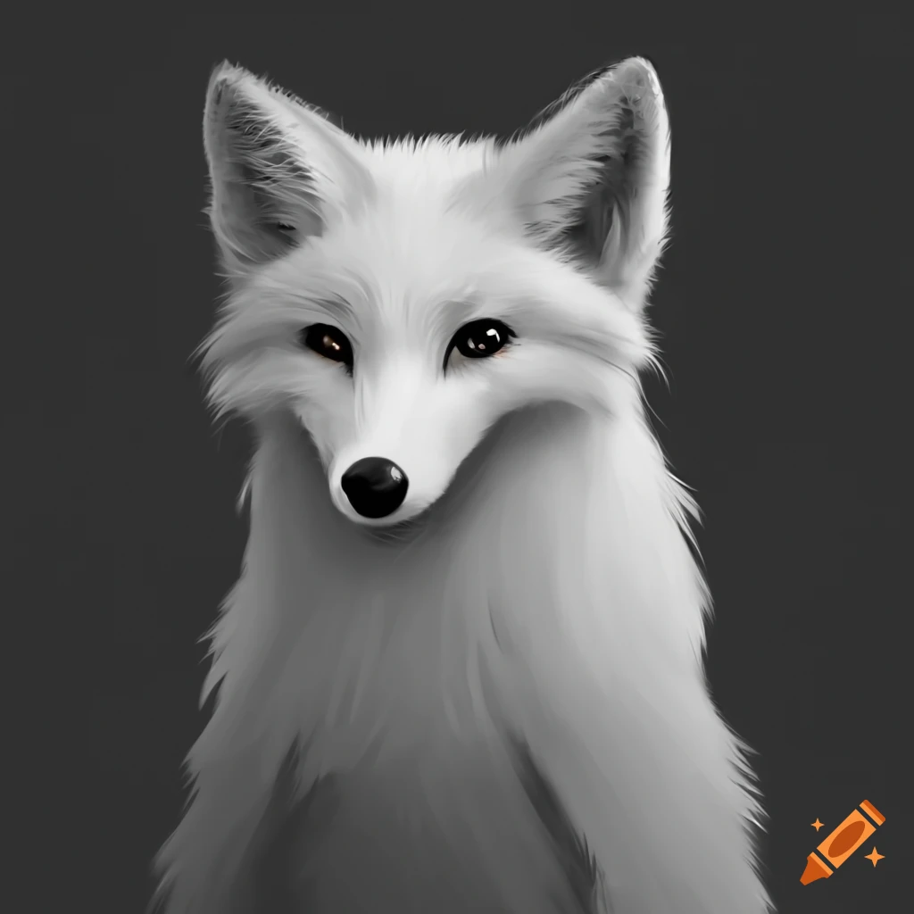 Cute black and white ghost fox