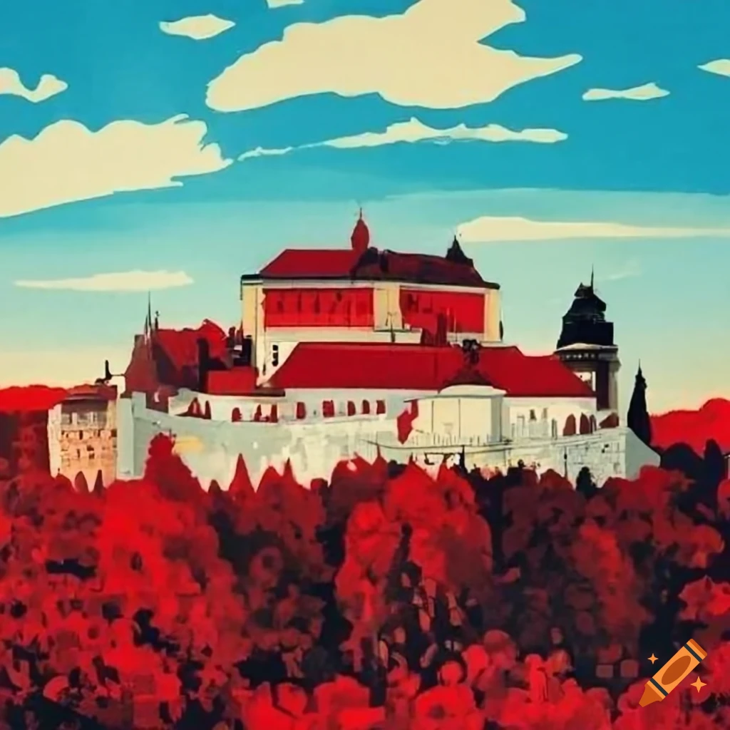 Propaganda style postcard of warsaw royal castle on Craiyon