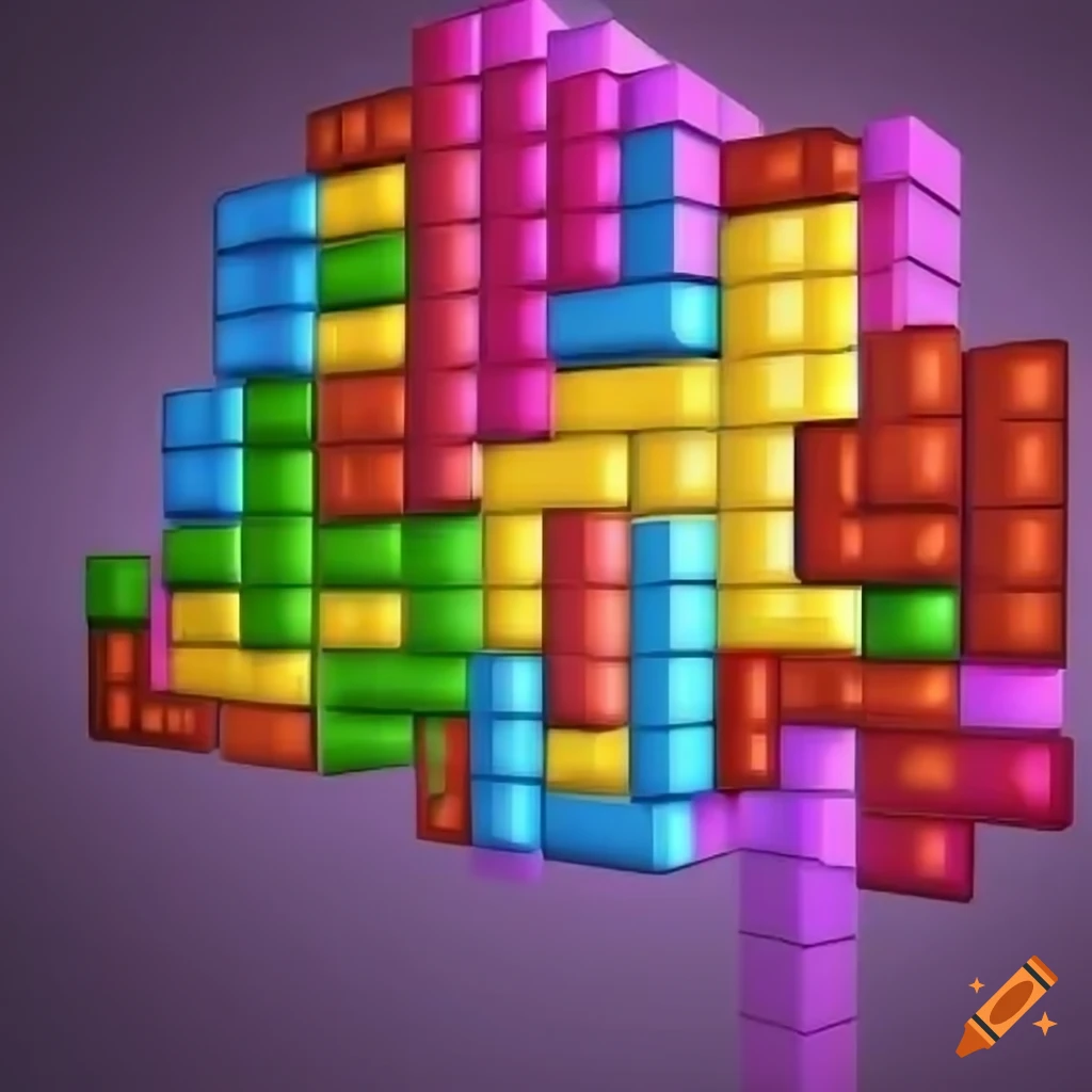 3D Tetris wallpaper on Craiyon