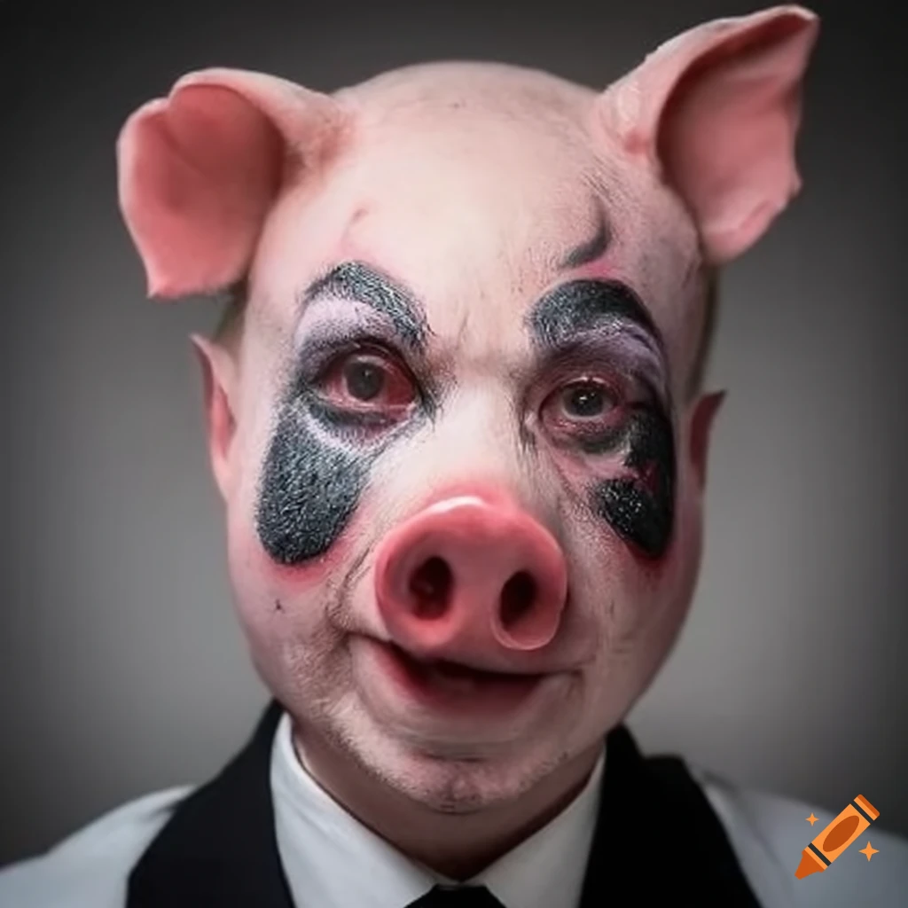 Creative make up of a pig in a suit on Craiyon