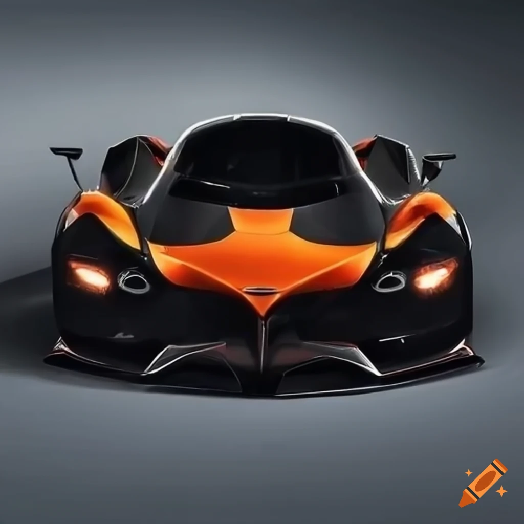 Black and silver hypercar with orange highlights on Craiyon