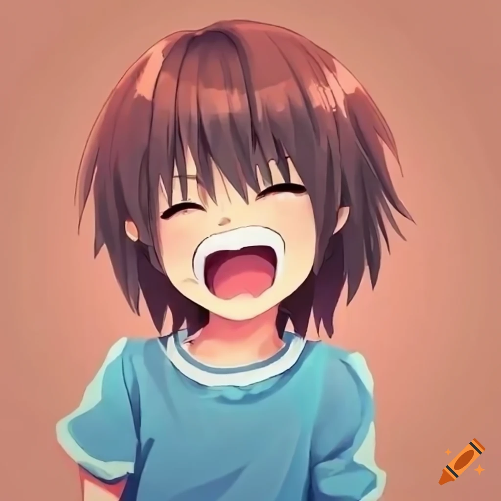 Anime kid suppressing a laugh on Craiyon