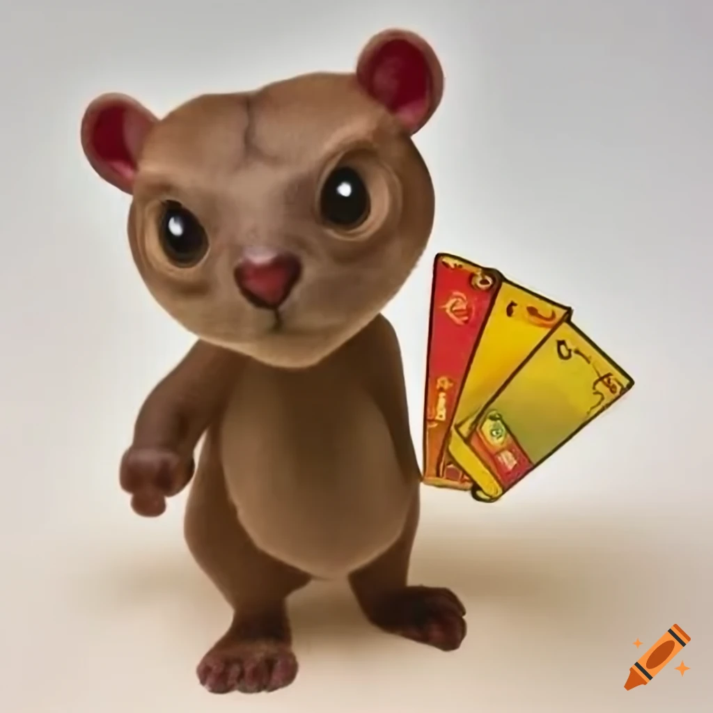 Fossa holding a pokémon card on Craiyon