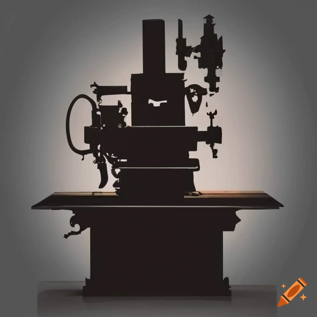 Silhouette of an antique cnc lathe