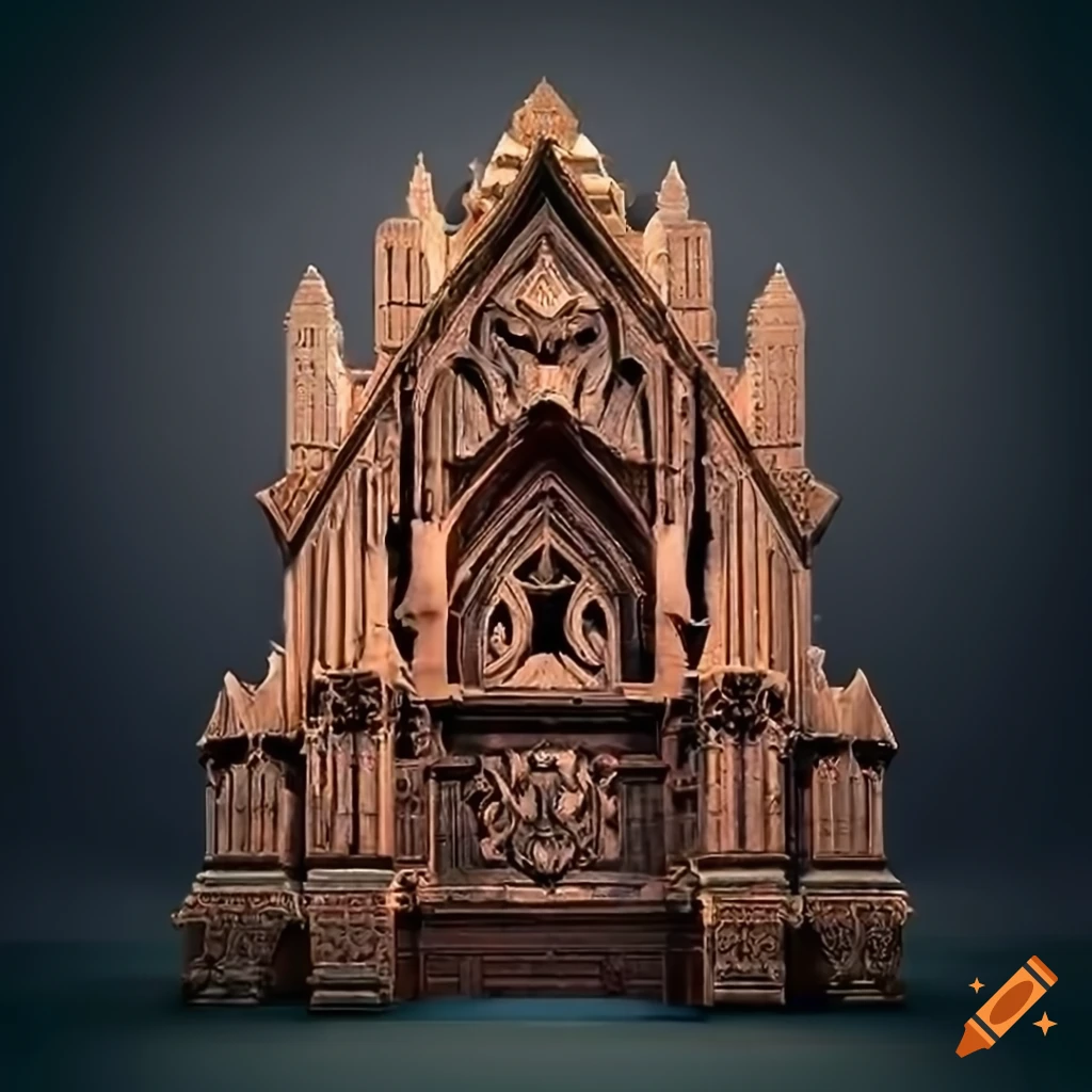 Detailed architectural carving with zelda game motif on Craiyon