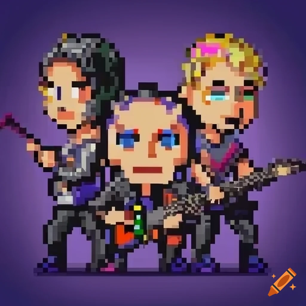 Pixel art of a rock band on Craiyon