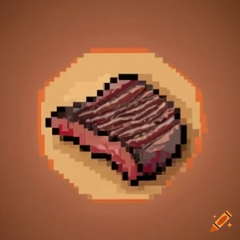Pixel art of smoked beef brisket on a wooden cutting board on Craiyon