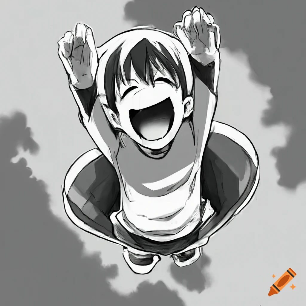 Detailed sketch of a laughing kid