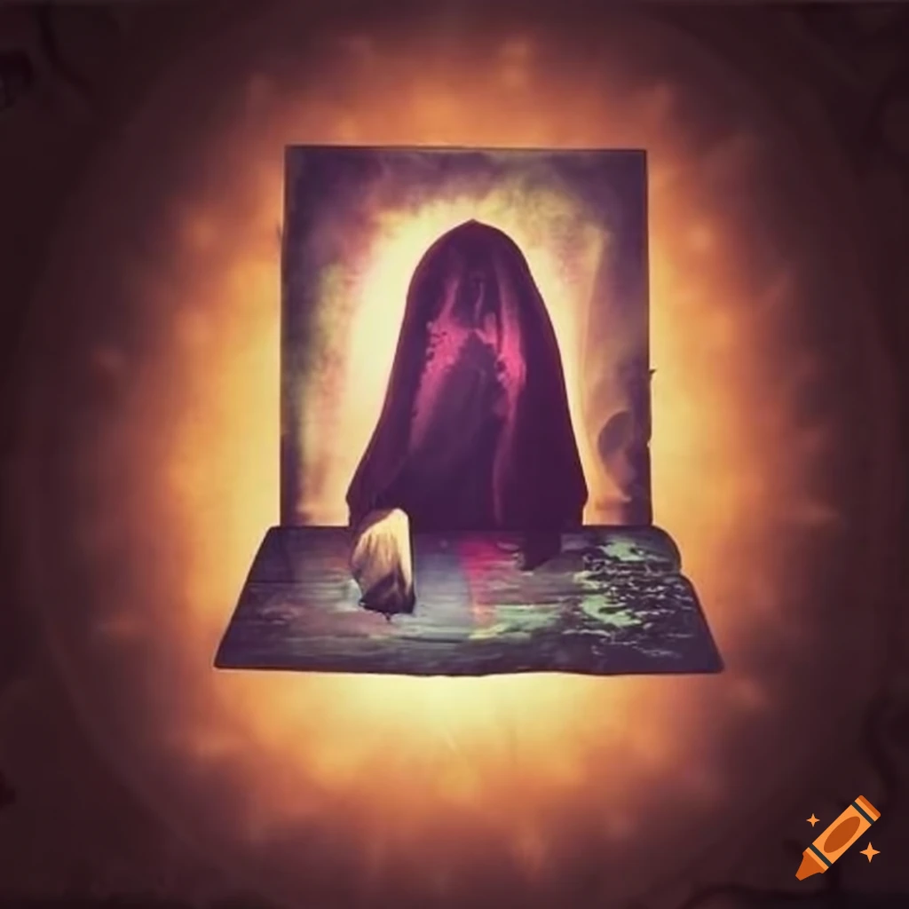 Illustration of an apparition surrounded by magical letters on Craiyon