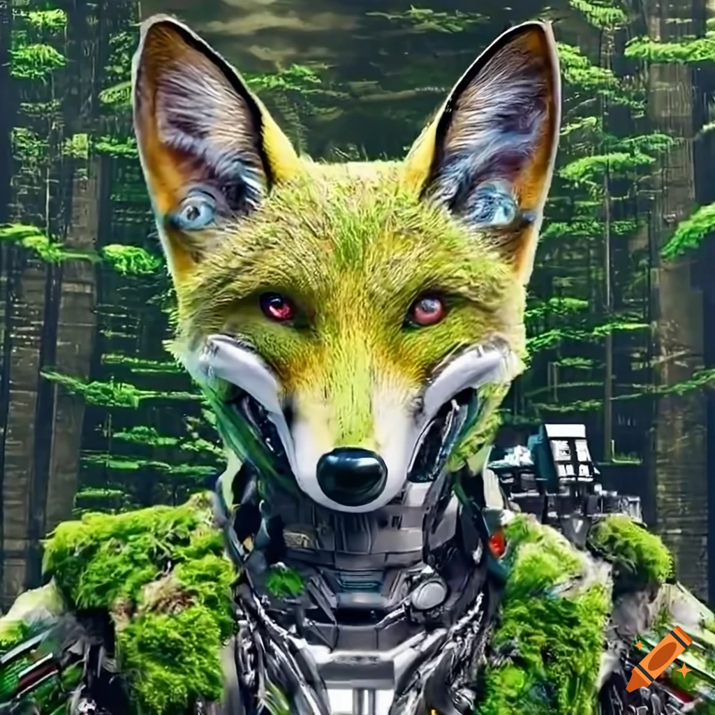 Highly detailed cyborg fox in a futuristic city on Craiyon
