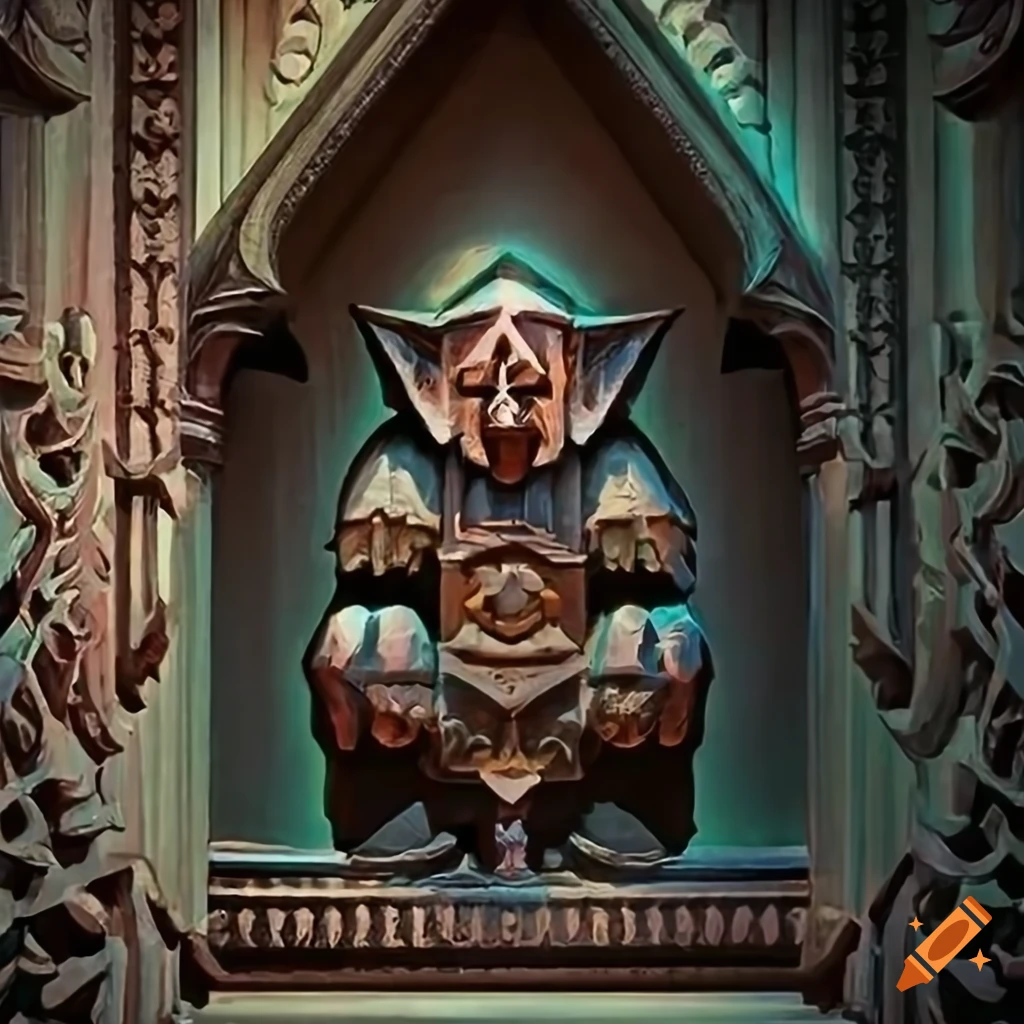 Detailed architectural stave carving artwork on Craiyon