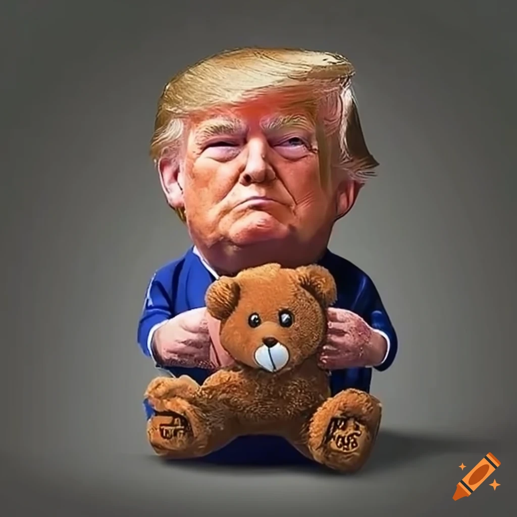 Donald trump with a teddy bear on Craiyon