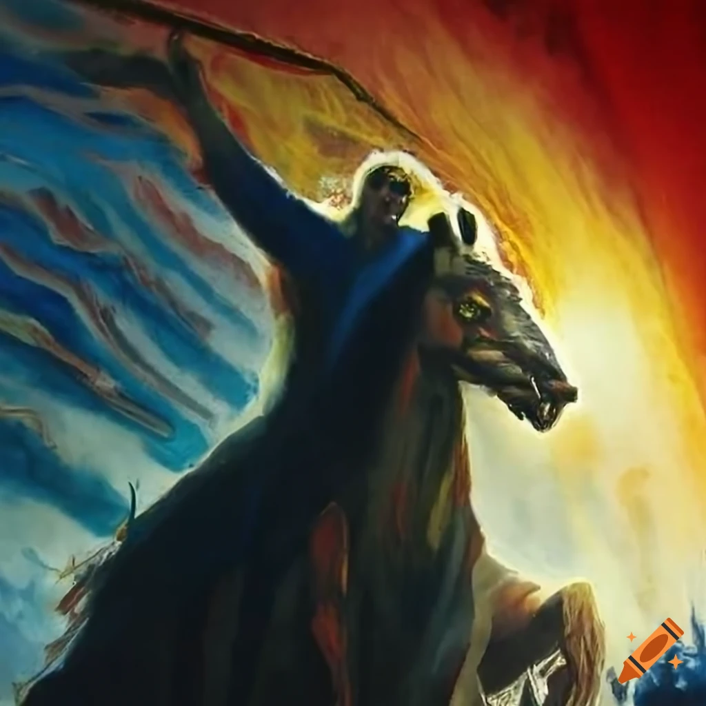 Artistic representation of the Horseman of Conquest on Craiyon