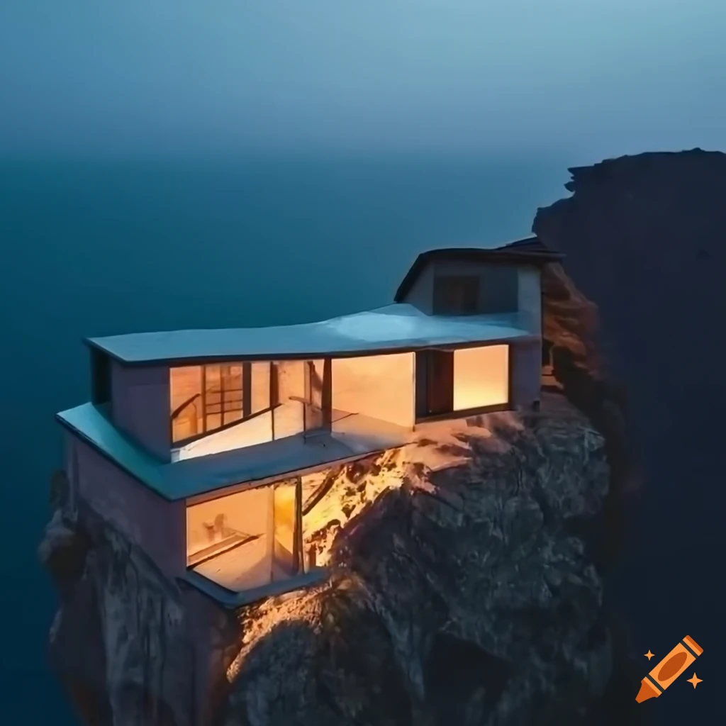 Modern house perched on a cliff on Craiyon