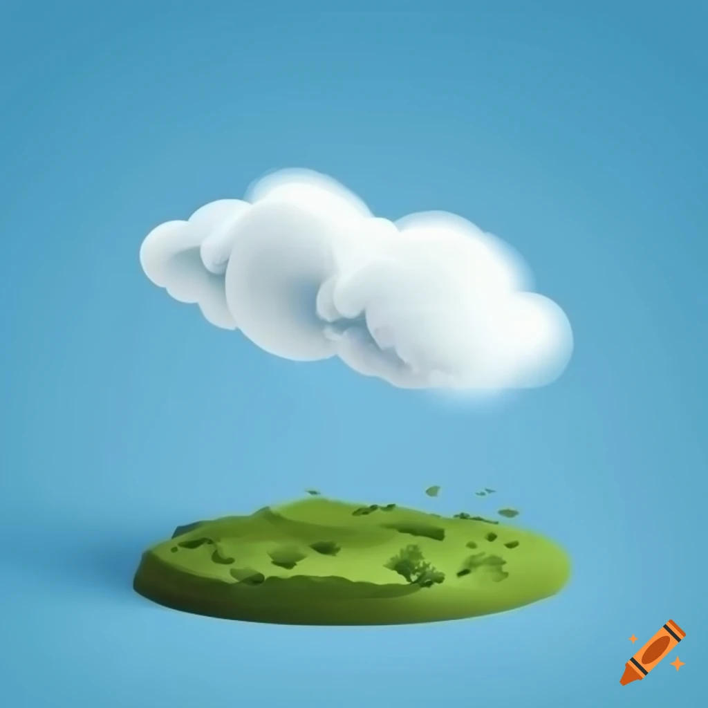 Isometric view of clouds above the ground