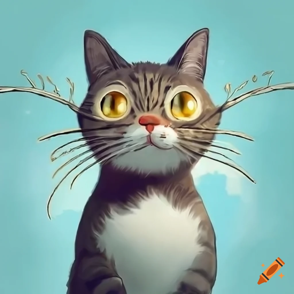 Adorable cat character with stripes and big eyes in mariana ostanik art ...
