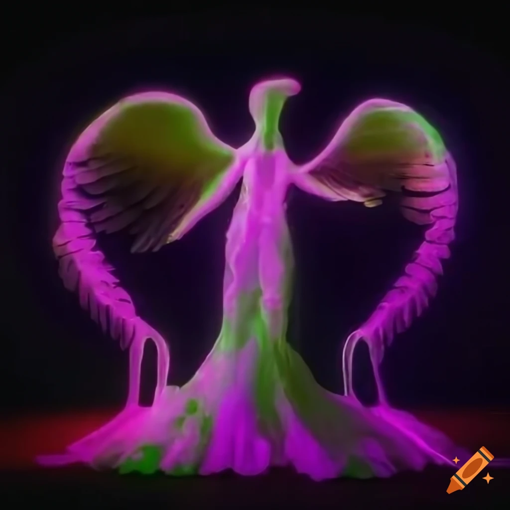 Double exposure of melting angel statue and tokyo at night on Craiyon