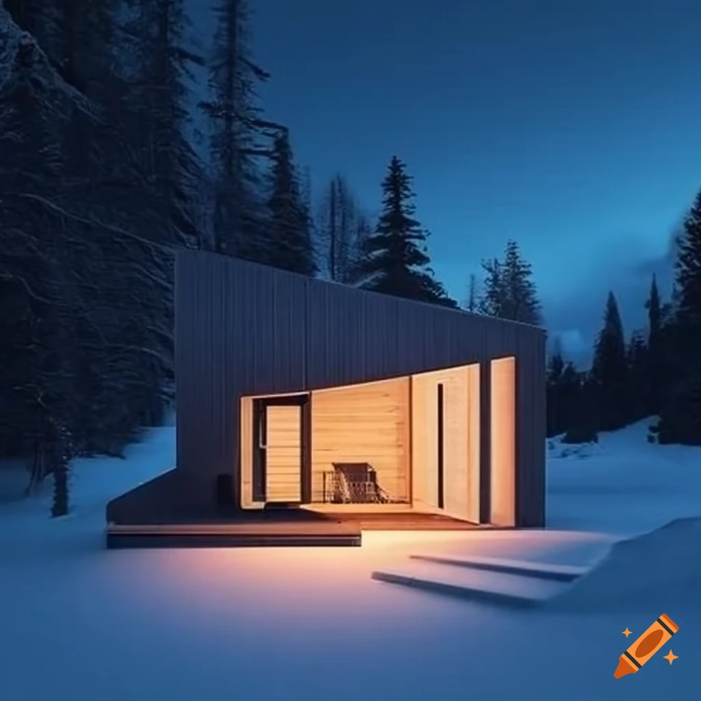 Minimalist cabin in springtime on Craiyon