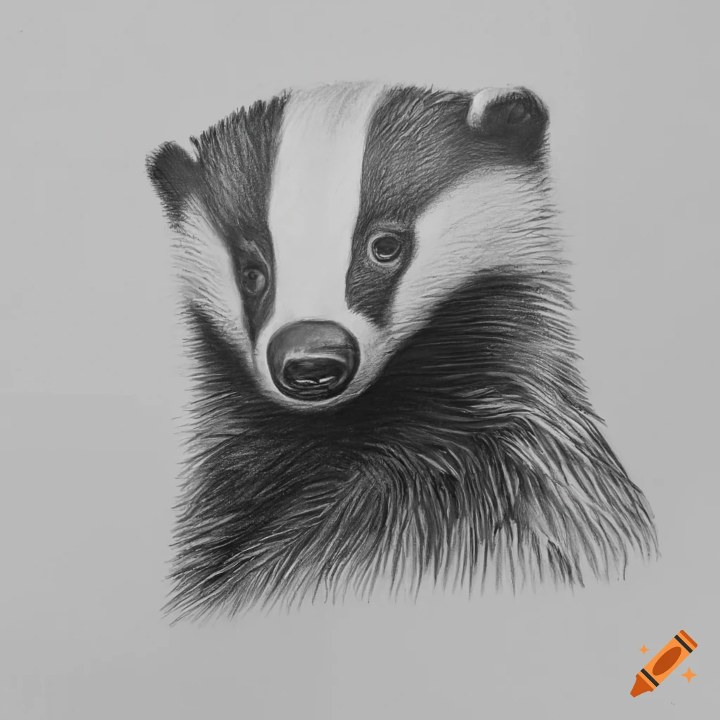 Realistic pencil drawing of a badger on Craiyon