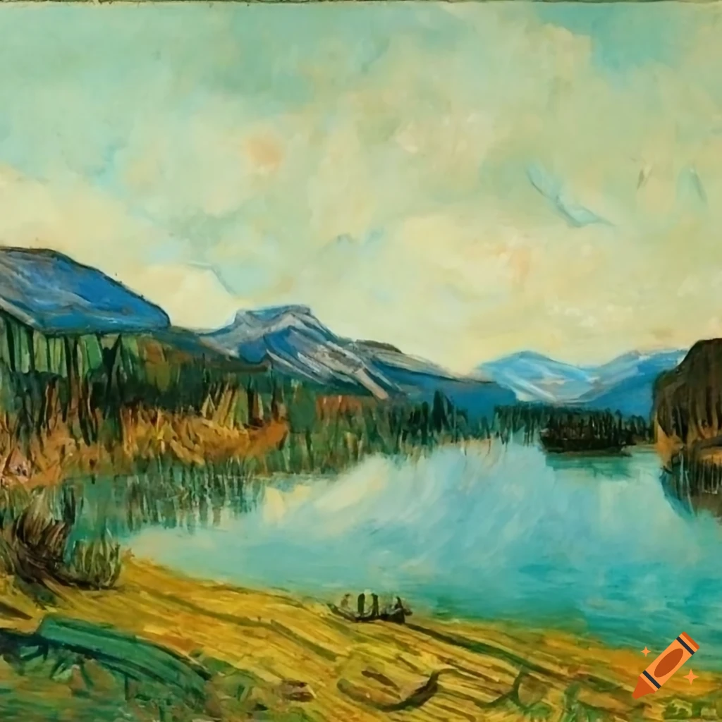 Detailed painting of pliva lakes inspired by april gornik, constable ...