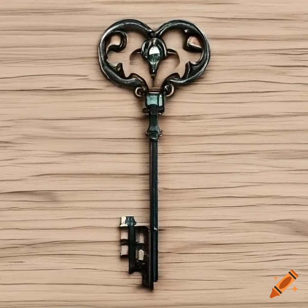 Key for a large fantasy door on Craiyon