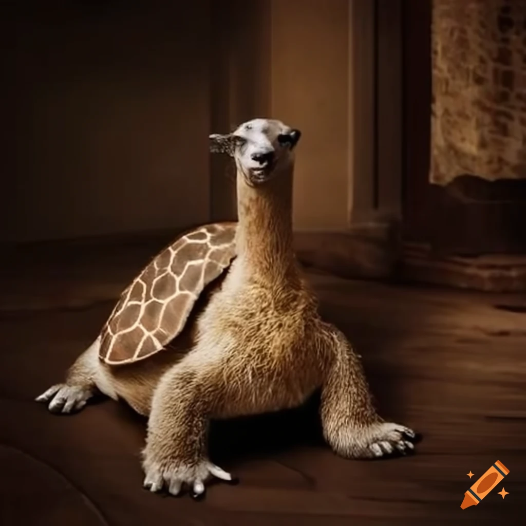Image of a sloth giraffe turtle hybrid on Craiyon