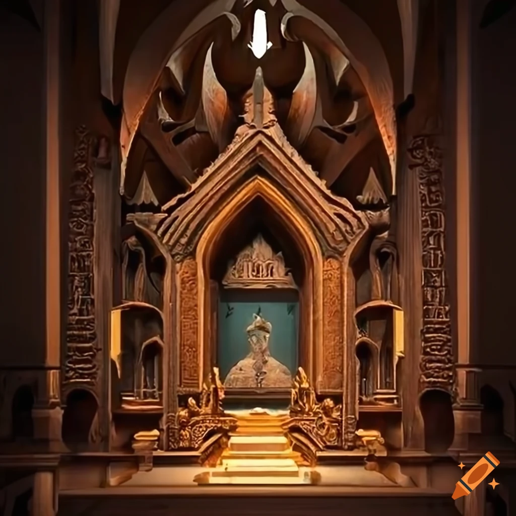 High-definition architectural stave carving artwork on Craiyon