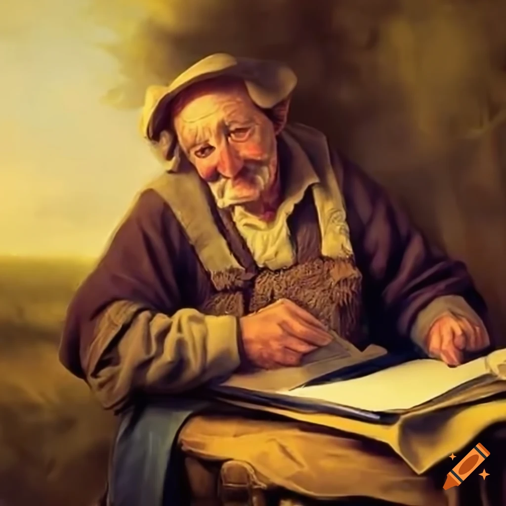 Happy peasant signing a document on Craiyon