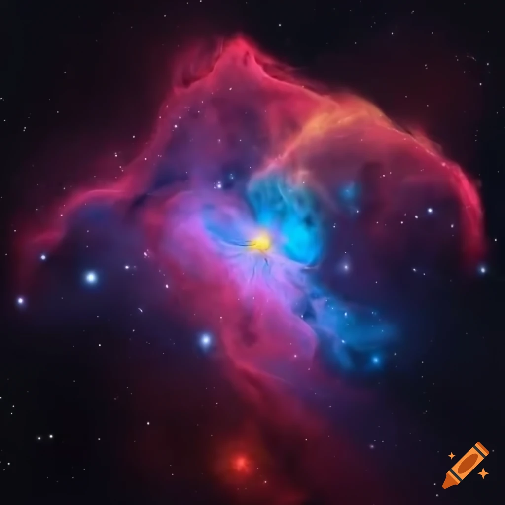 Blue nebula with a shiny star in the top right corner on Craiyon