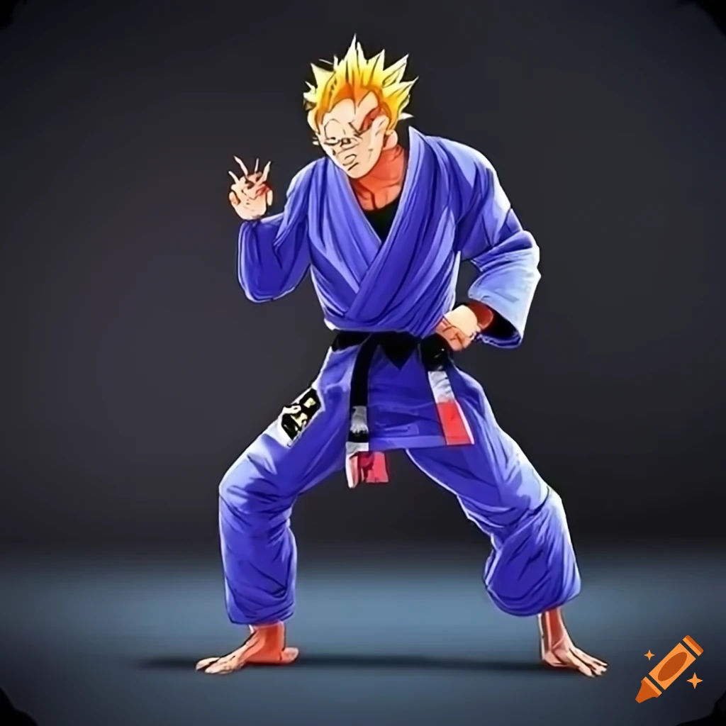 Vegito wearing a jiu jitsu gi on Craiyon