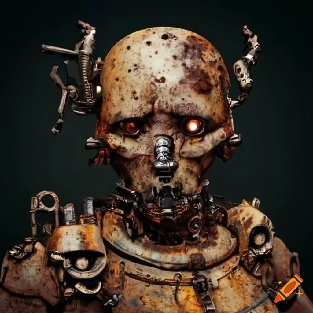 Cyborg man with steam punk style and rusty appearance on Craiyon