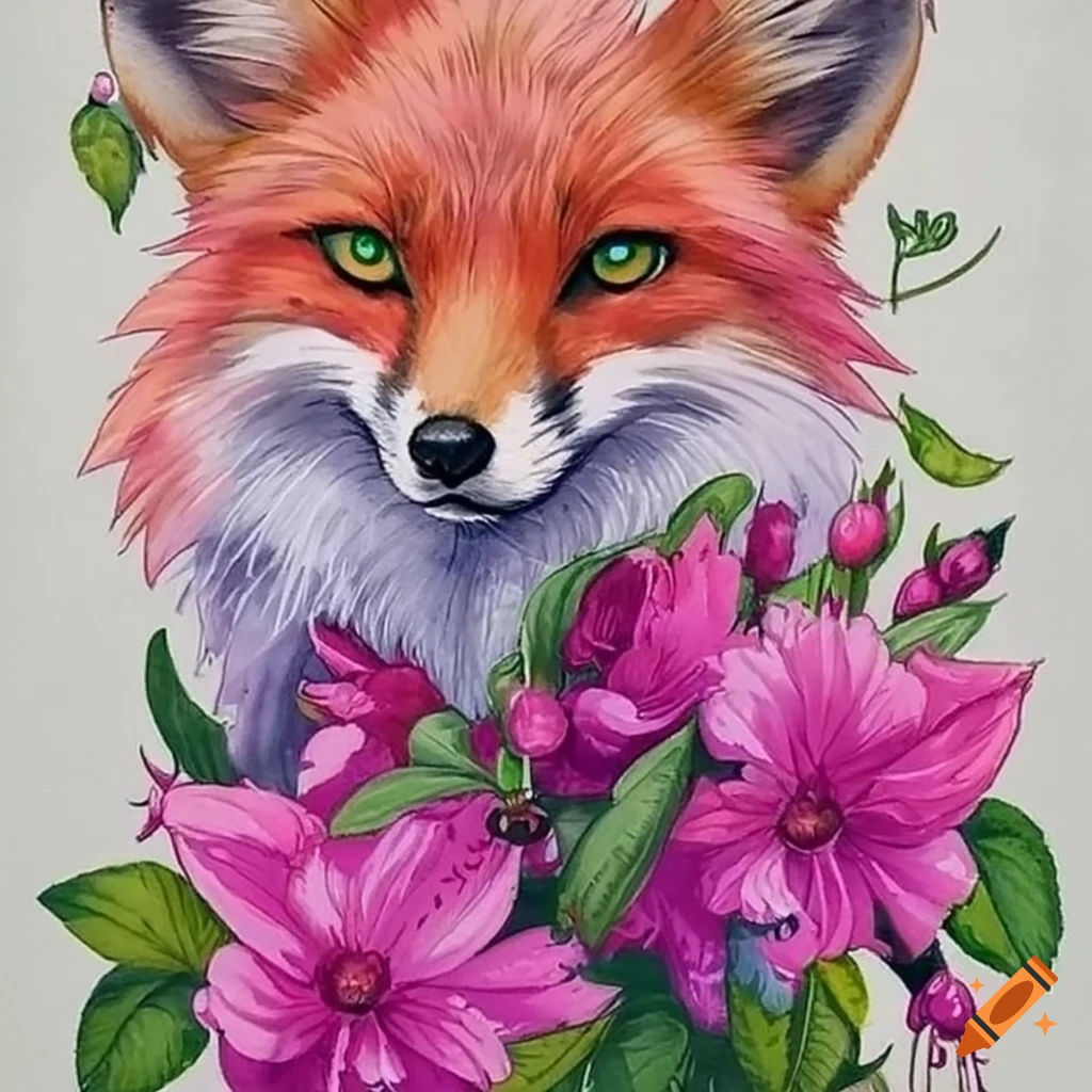 Fox with fuchsia instead of head on Craiyon
