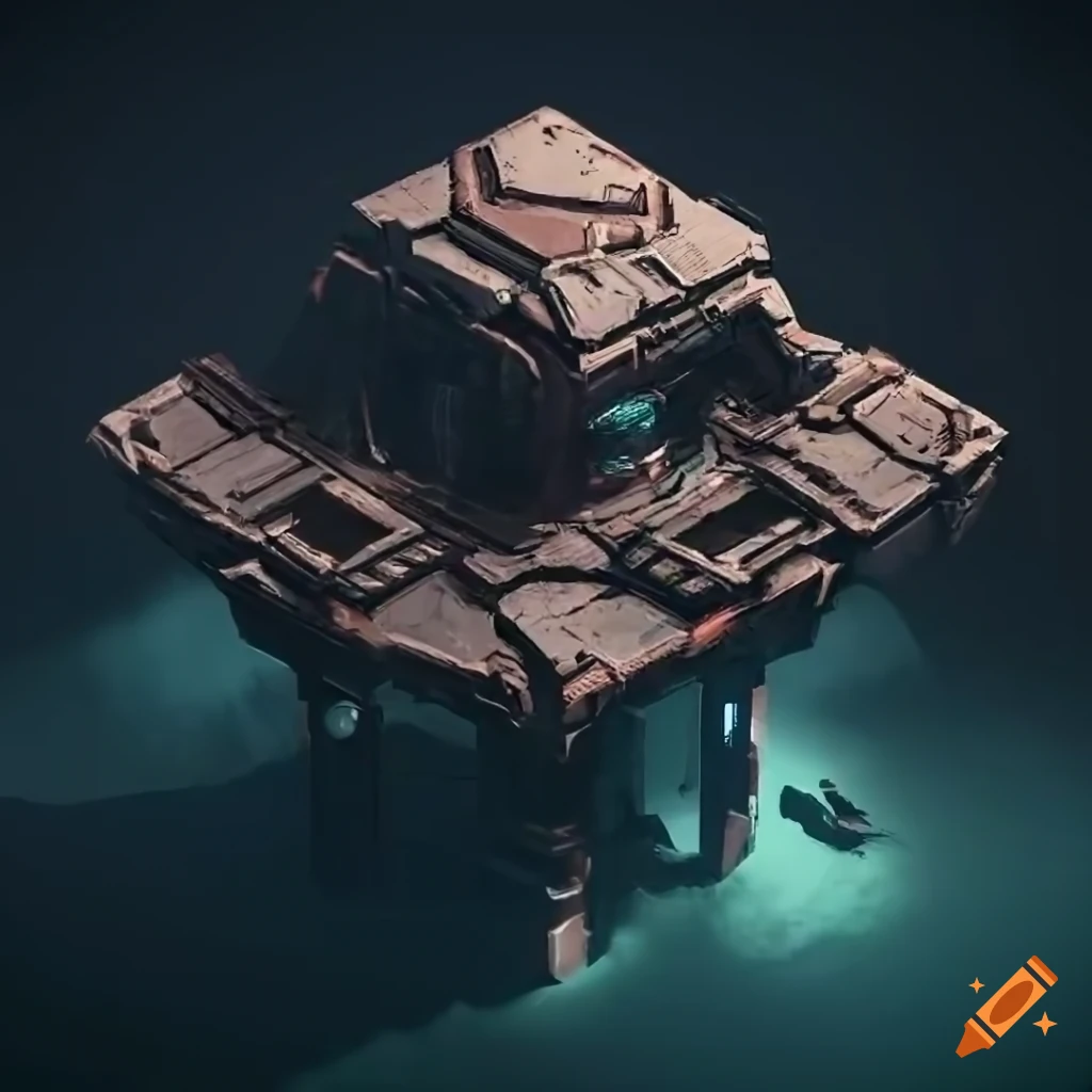 Intricate modular isometric concept art of a large-scale location ...