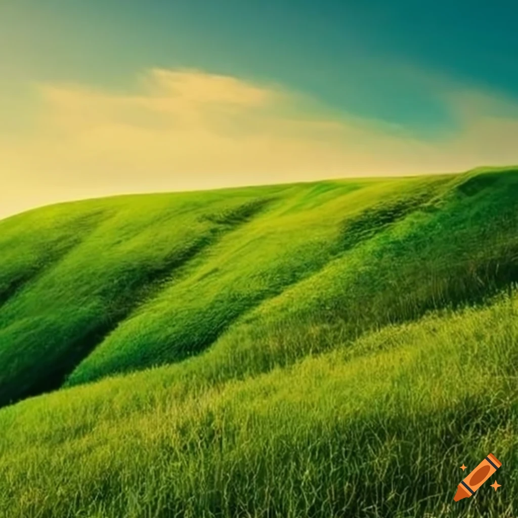 Green ranch slope with fence and a figurine on Craiyon