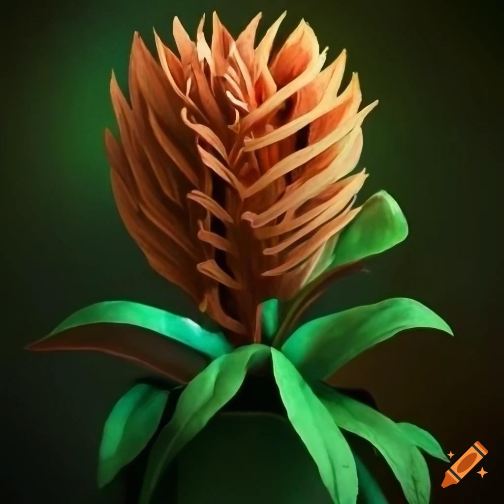 Red ginger leaf plant in watercolor style on Craiyon
