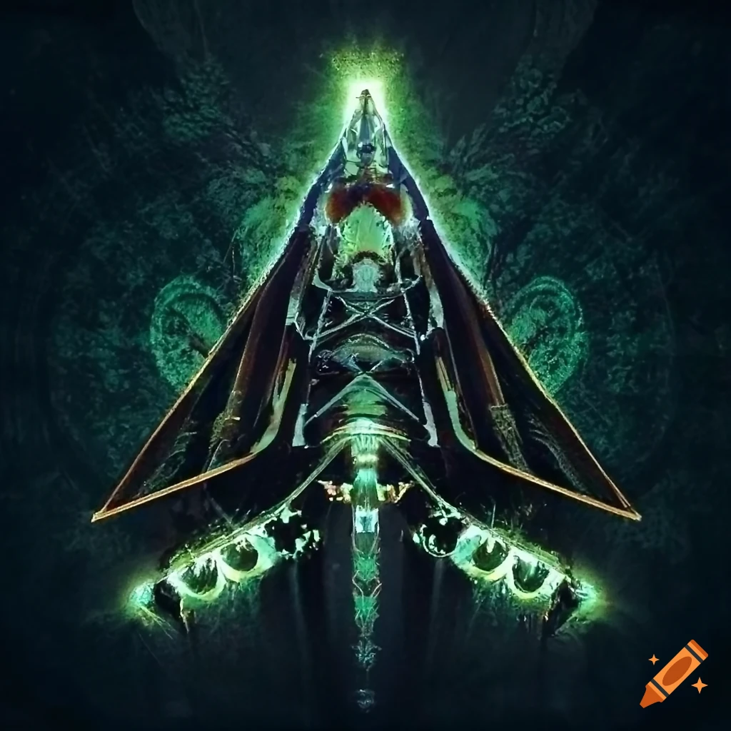 Dark and intriguing card design with a city skyline on Craiyon