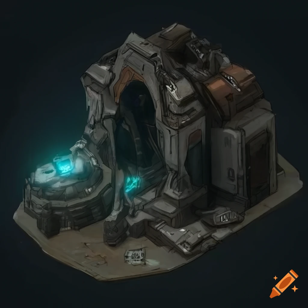 Intricate modular isometric concept art of a large-scale location ...