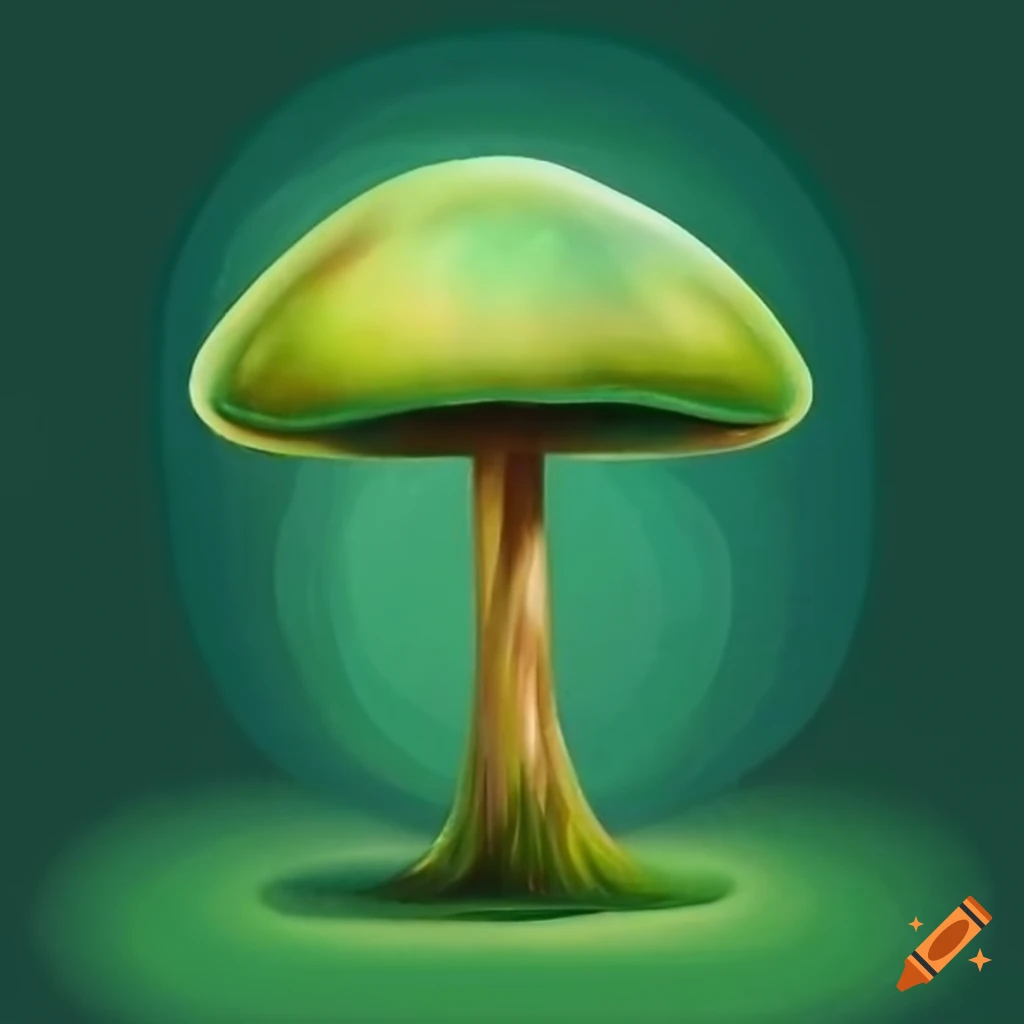 Unique green tree resembling a mushroom shape on Craiyon