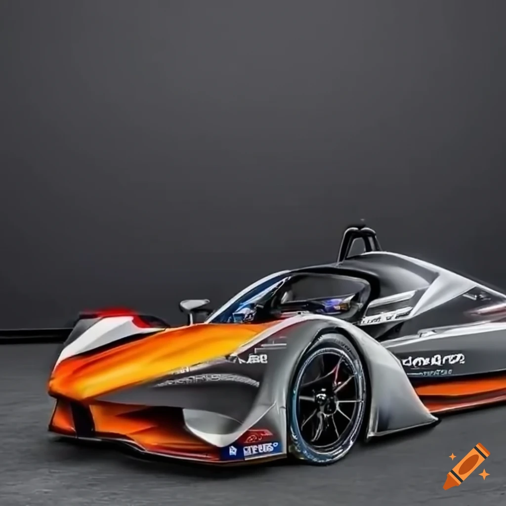 Black and silver hypercar with orange highlights on Craiyon