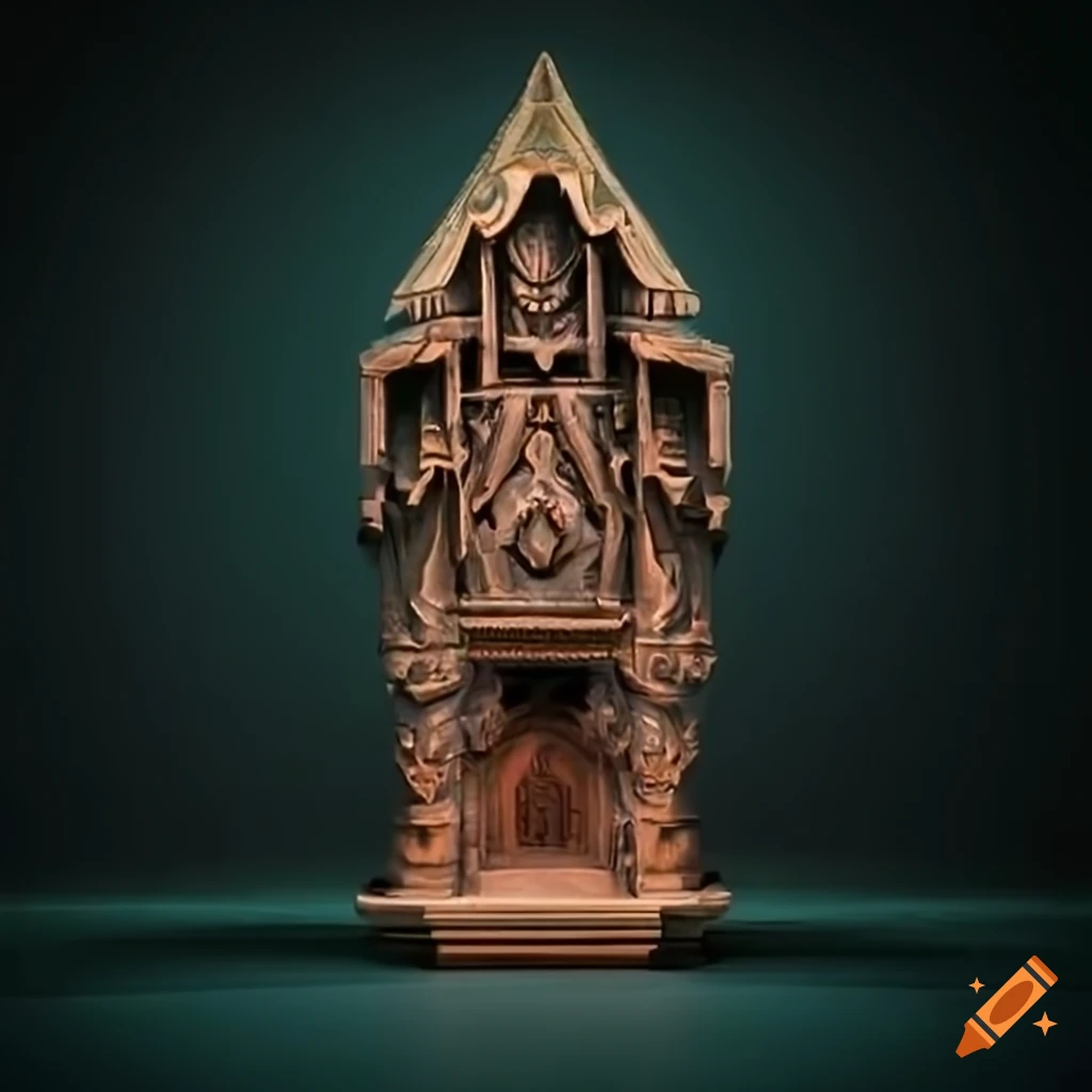 Detailed architectural carving with zelda game motif on Craiyon