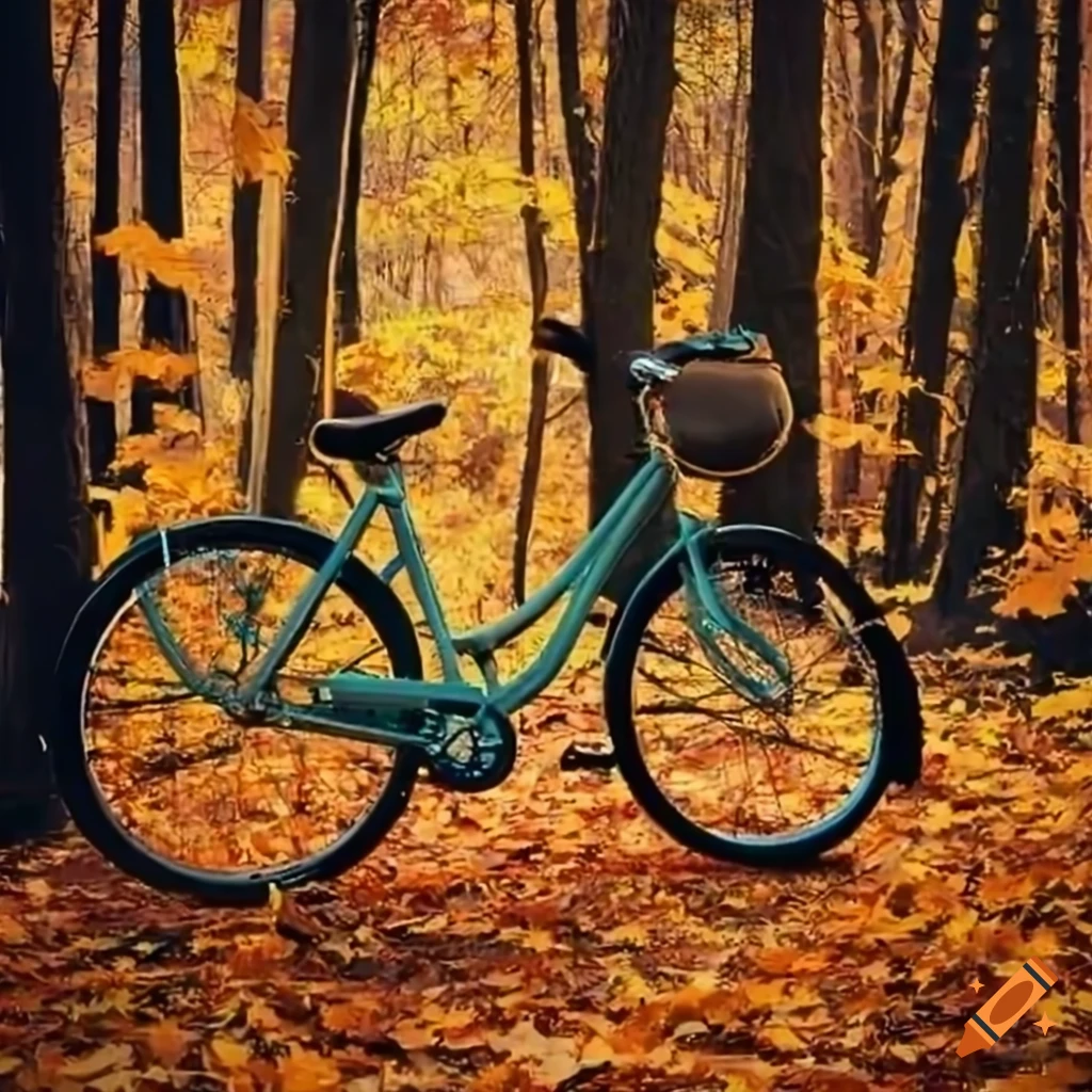 Autumn forest with a bicycle on Craiyon