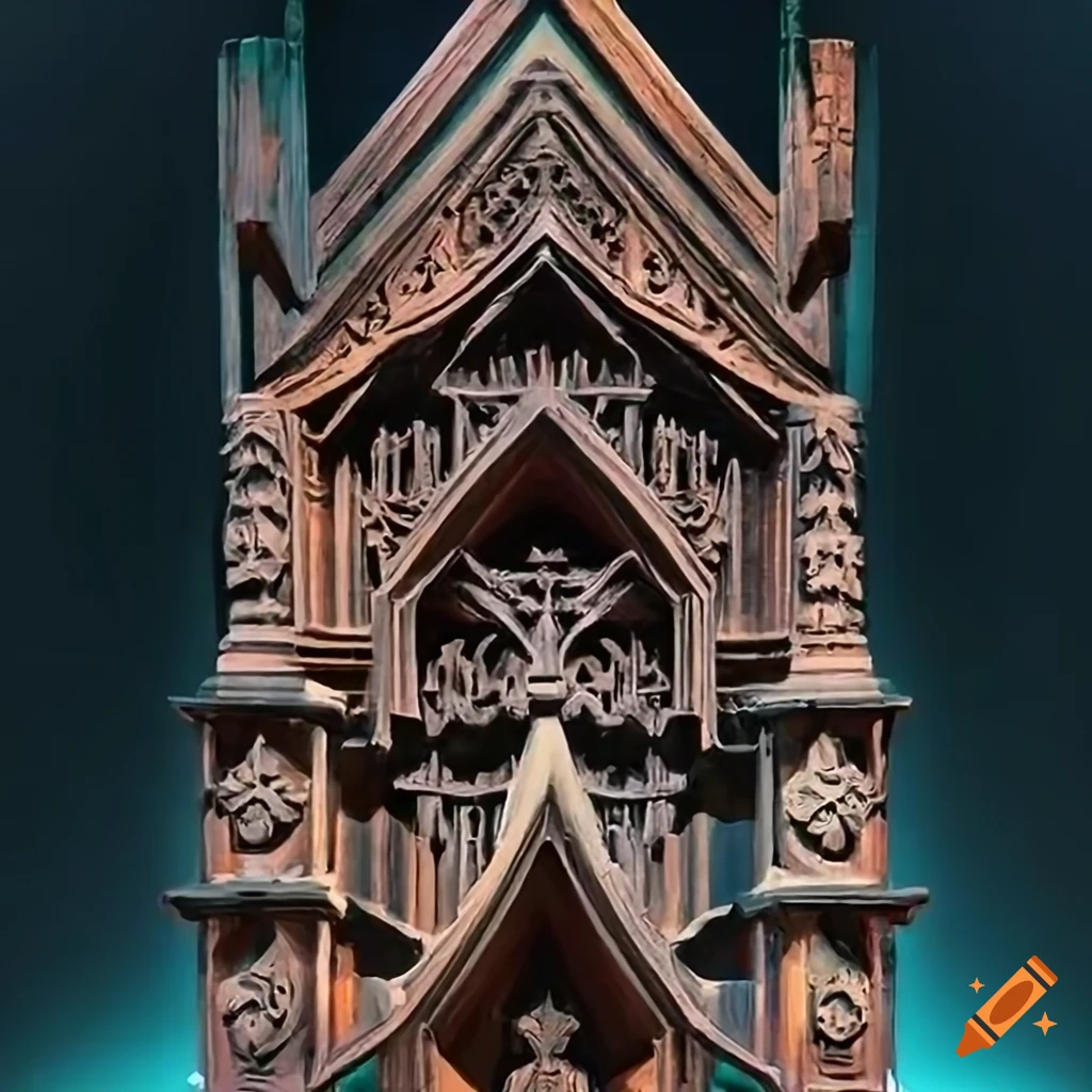 Detailed carving in the style of architectural stave, reminiscent of ...