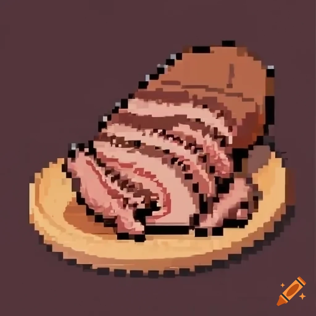 Cartoon beef brisket on a wooden cutting board on Craiyon