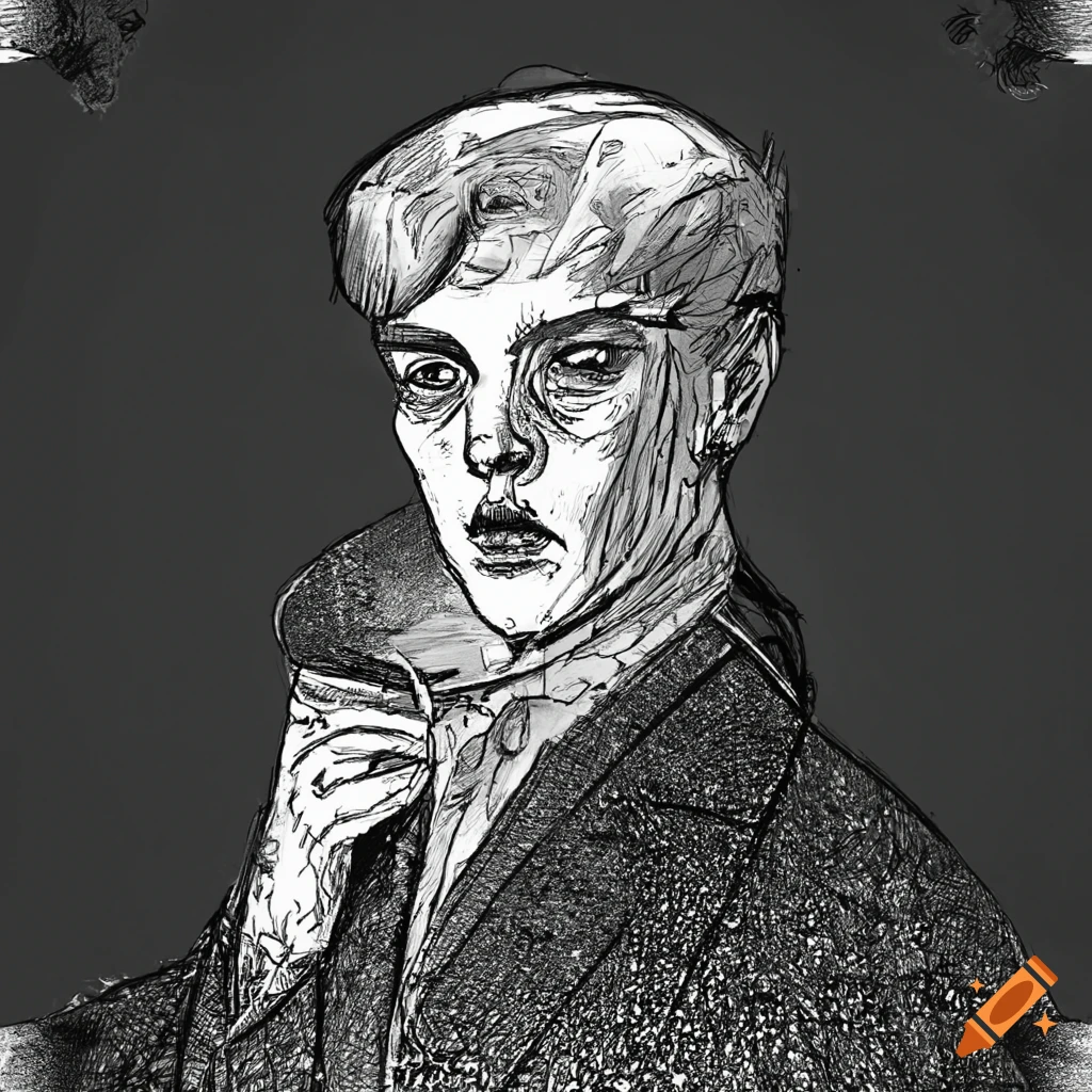 Black and white sketch of a distinguished poet character in moebius ...