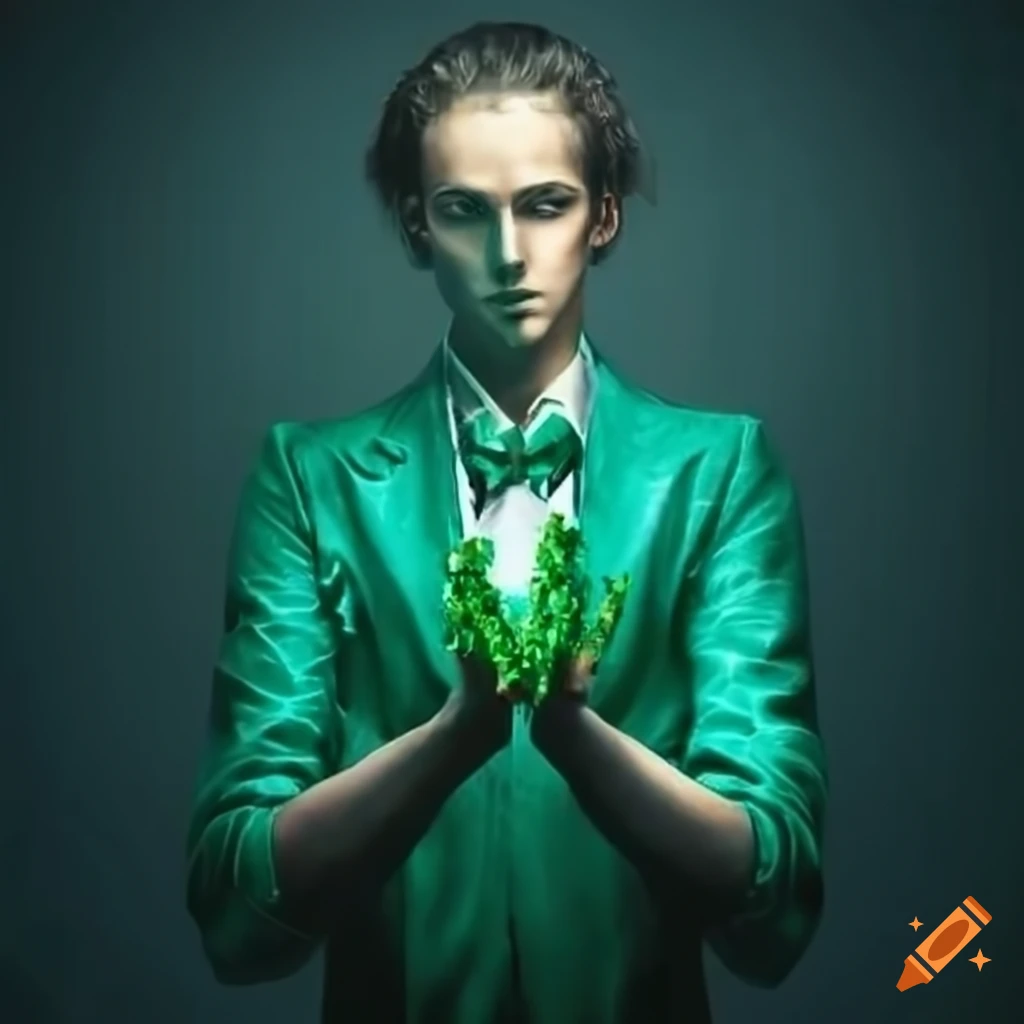 Image of a man with emerald hands on Craiyon