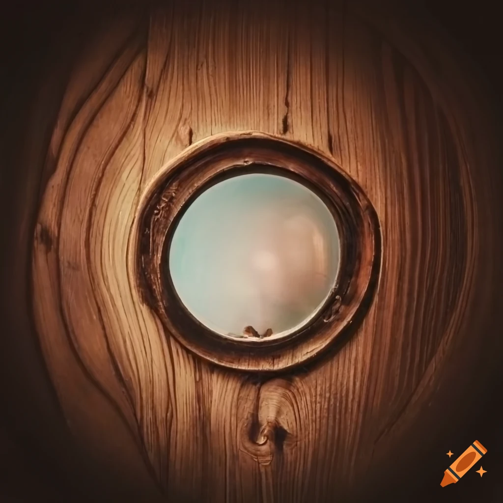 Smooth wood round window from the 1920s on Craiyon