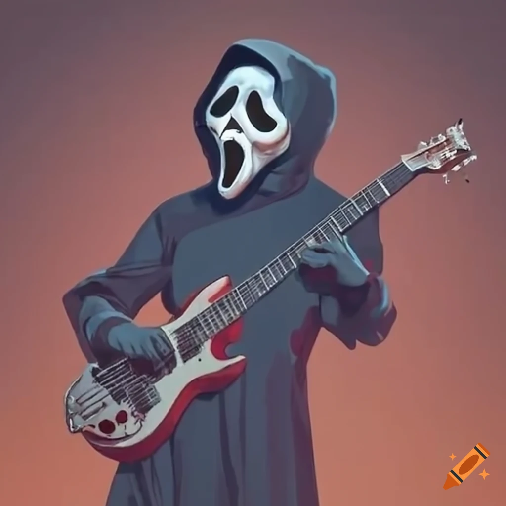 Ghostface playing a guitar on Craiyon