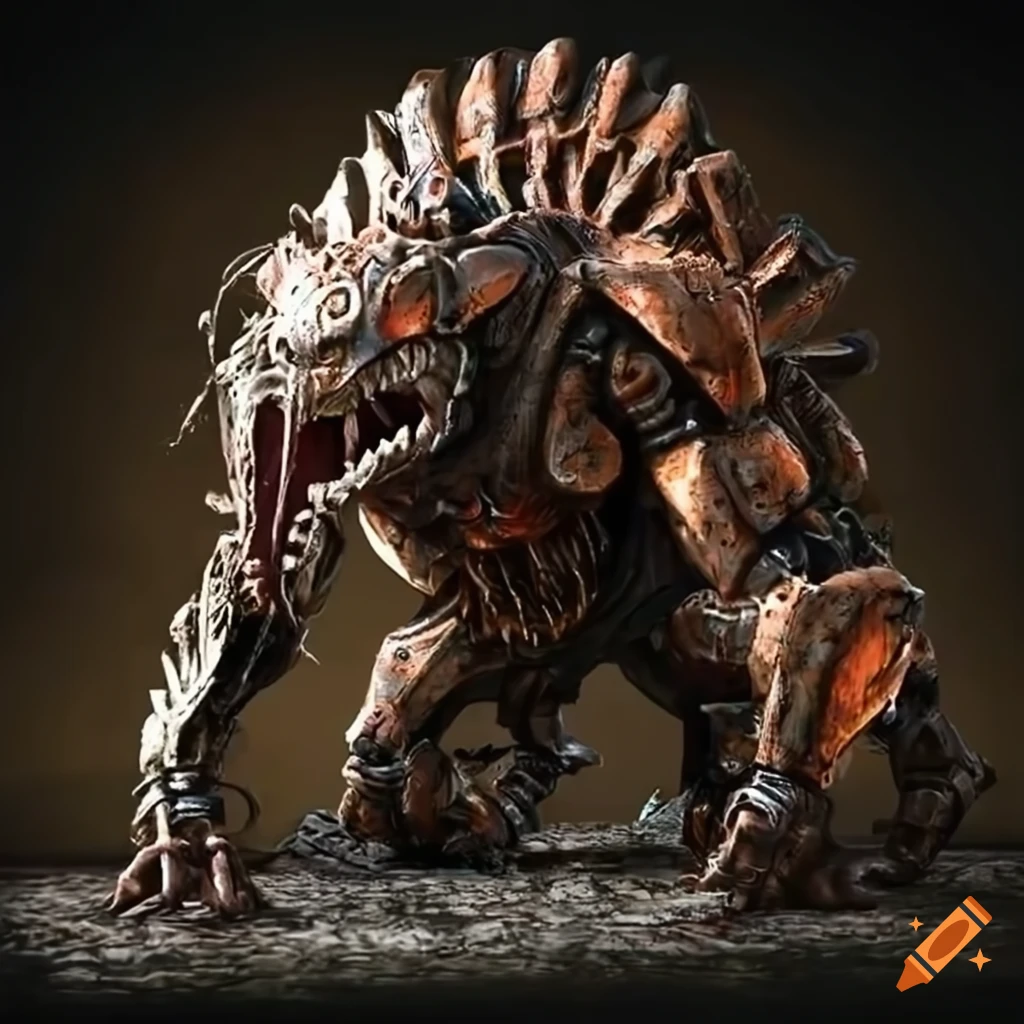 Rusted machine monster beast in a fantasy setting