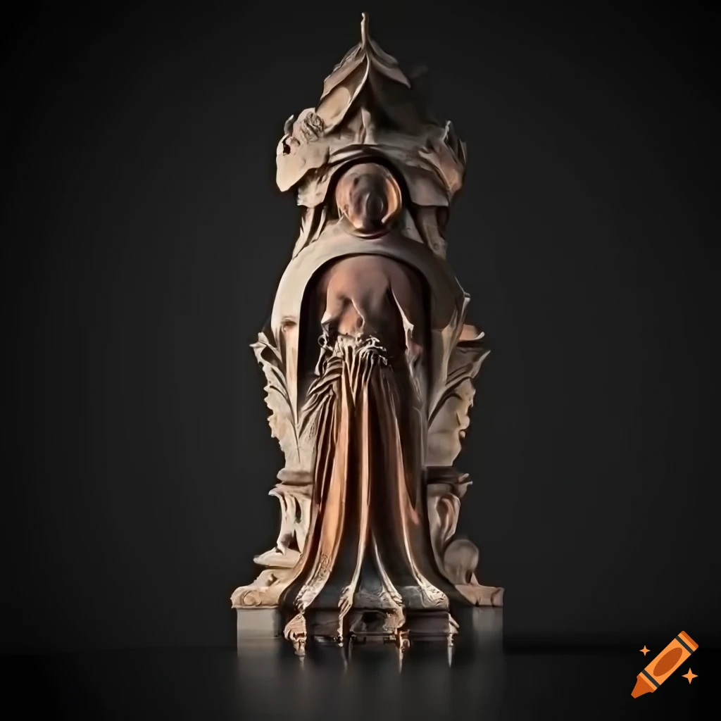 Detailed architectural stave carving artwork on Craiyon